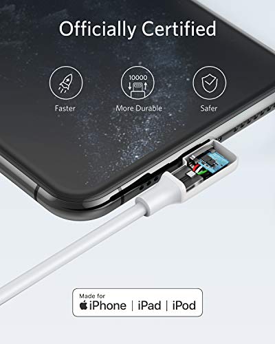 Anker USB-C to 90 Degree Lightning Cable (3 ft), MFi Certified, Supports Power Delivery for iPhone SE / 11 Pro/X/XS/XR / 8 Plus/AirPods Pro, iPad 8, iPod Touch, and More(White)