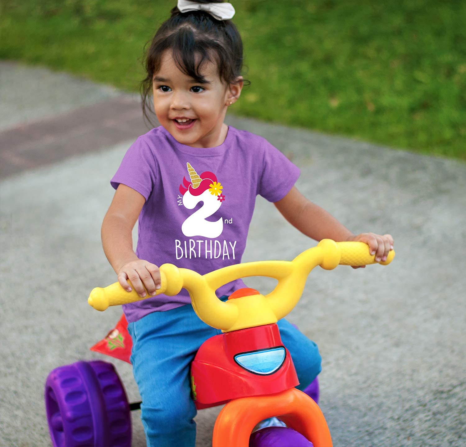 Unicorn 2nd Birthday Outfits for Toddler Girls Two Year Old 2 Shirt Girl Second (Purple, 2 Years)