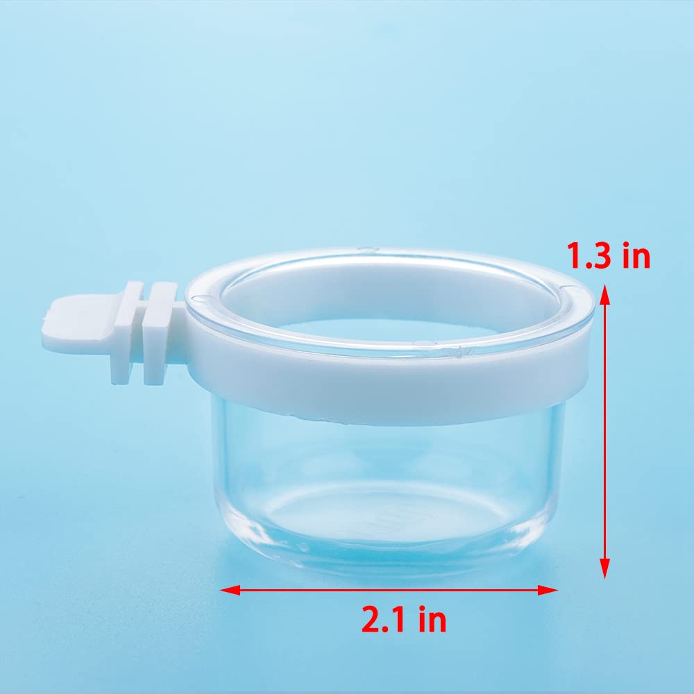6 Pack Detachable Transparent Bowl Plastic Food Cup Convenient Hanging Seed Water Feeder for Parrot Canary Finch Small Size Bird