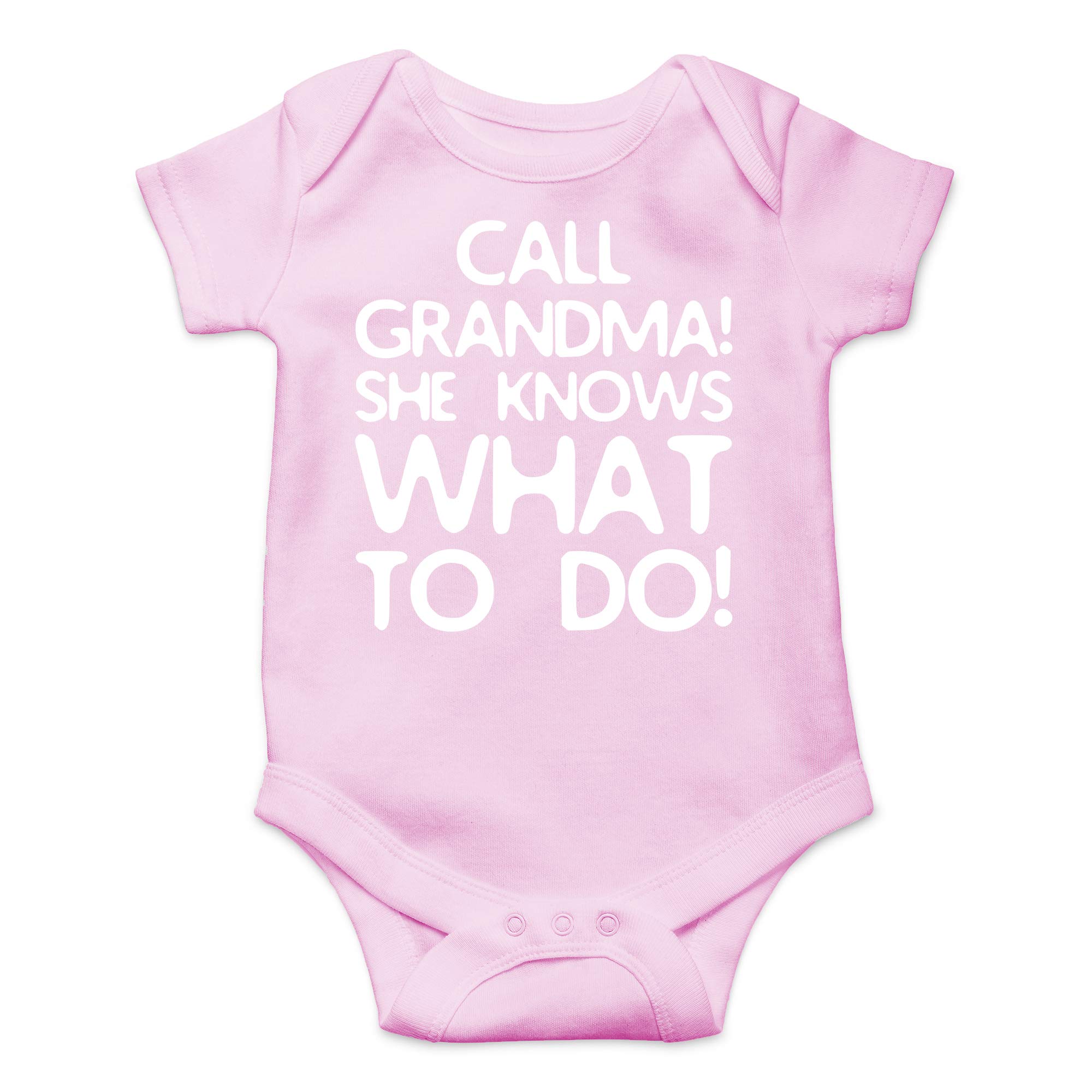 CBTwear Call Grandma She Knows What To Do Baby Bodysuit - Adorable Romper Clothing Unisex Humor Romper (Newborn, Pink)