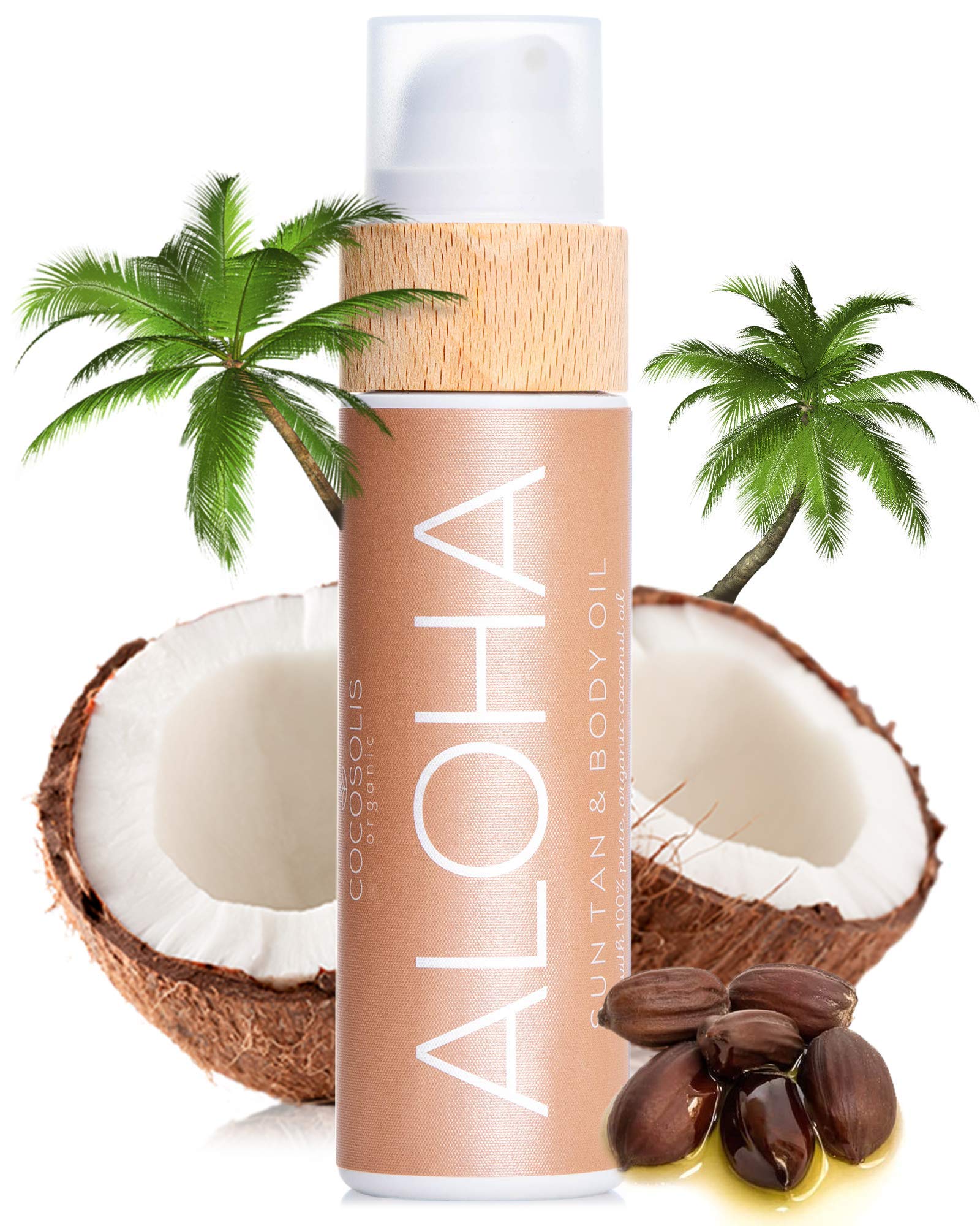 COCOSOLIS ALOHA Sun Tan & Body Oil | Organic Tanning Bed Lotion | Get Healthy Deep Chocolate Tan | Tanning Accelerator with 5 Precious Oils to Make Your Skin Glowing & Revitalized (110 ml)