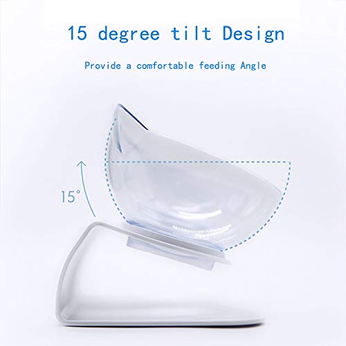 Luck Dawn Double Elevated Cat Bowls with Raised Stand, 15 Tilted cat Bowl Design Neck Guard Stand Raised Pet Food Water Feeder Bowl for Cats or Small Dogs
