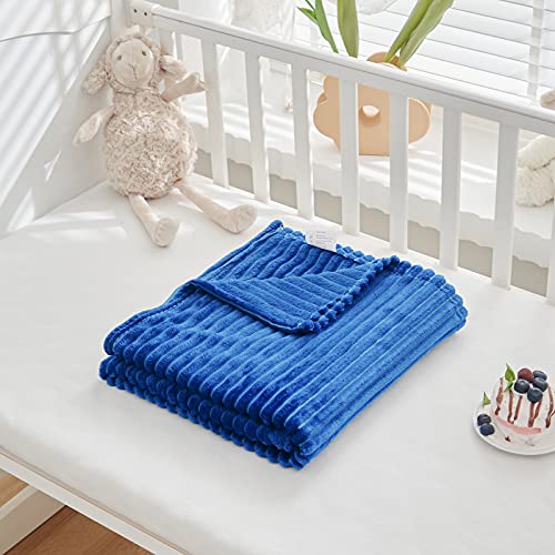 UOZZI BEDDING Flannel Fleece Baby Toddler Blanket All-Season Ultra Soft Plush Thin Small Blanket for Crib -100% Microfiber Polyester Navy Royal Blue 27x39 Inch