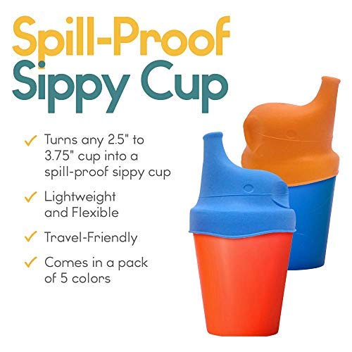 Ashtonbee Silicone Sippy Cup Lids, Elephant Stretch Lids for Soft Spout Sippy Cup, Spill-proof Toddler Sippy Cups Lid, Set of 5