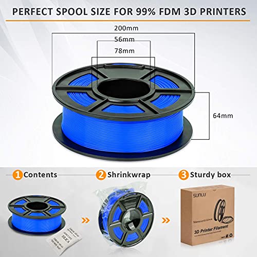 SUNLU PLA 3D Printer Filament, PLA Filament 1.75 mm Dimensional Accuracy +/- 0.02 mm, 1 KG Spool, PLA White+Blue