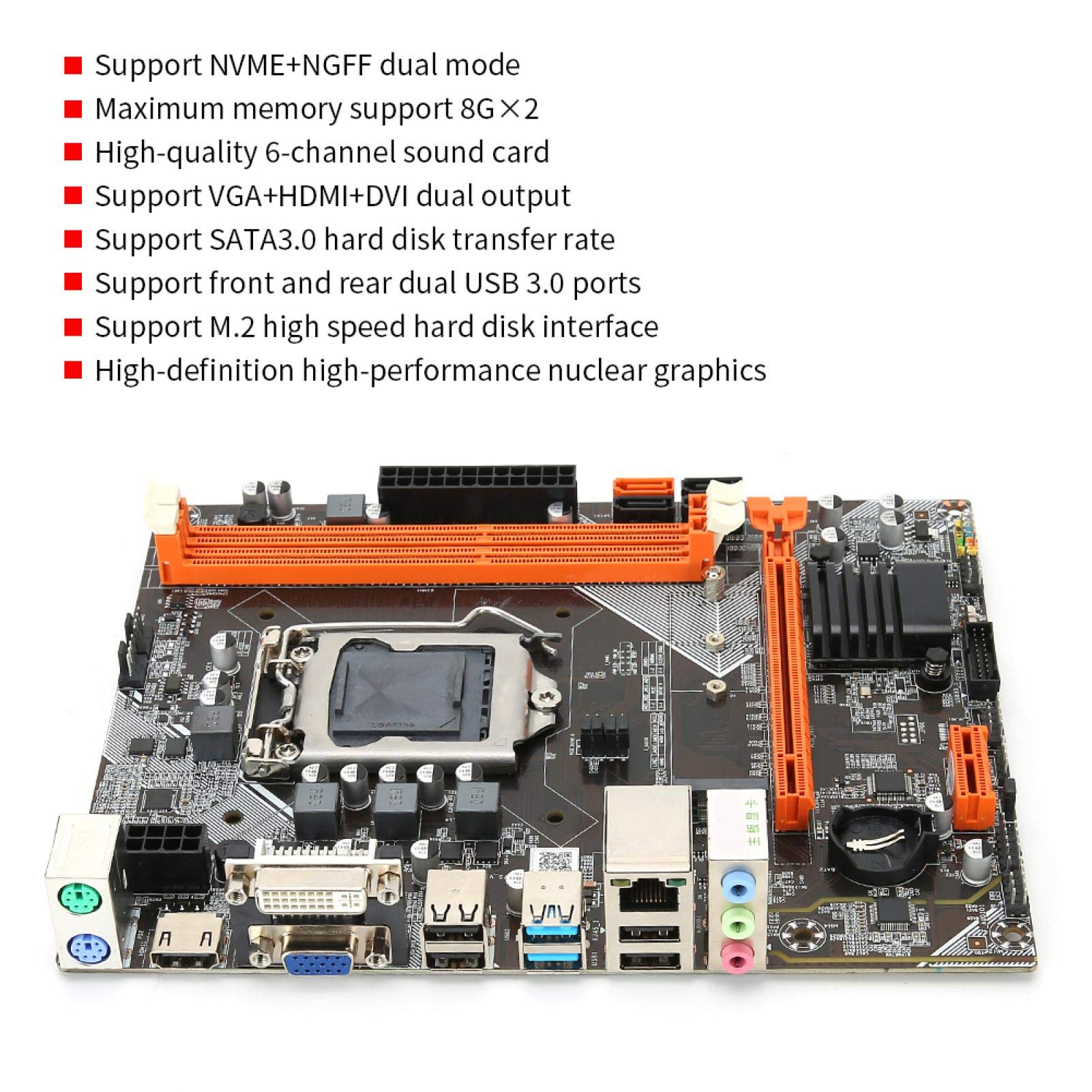 YYOYY Motherboard Desktop Motherboard for Intel B75 M.2 High Speed Hard Disk 1155 Pin USB3.0 SATA3 DDR3 Computer Motherboard