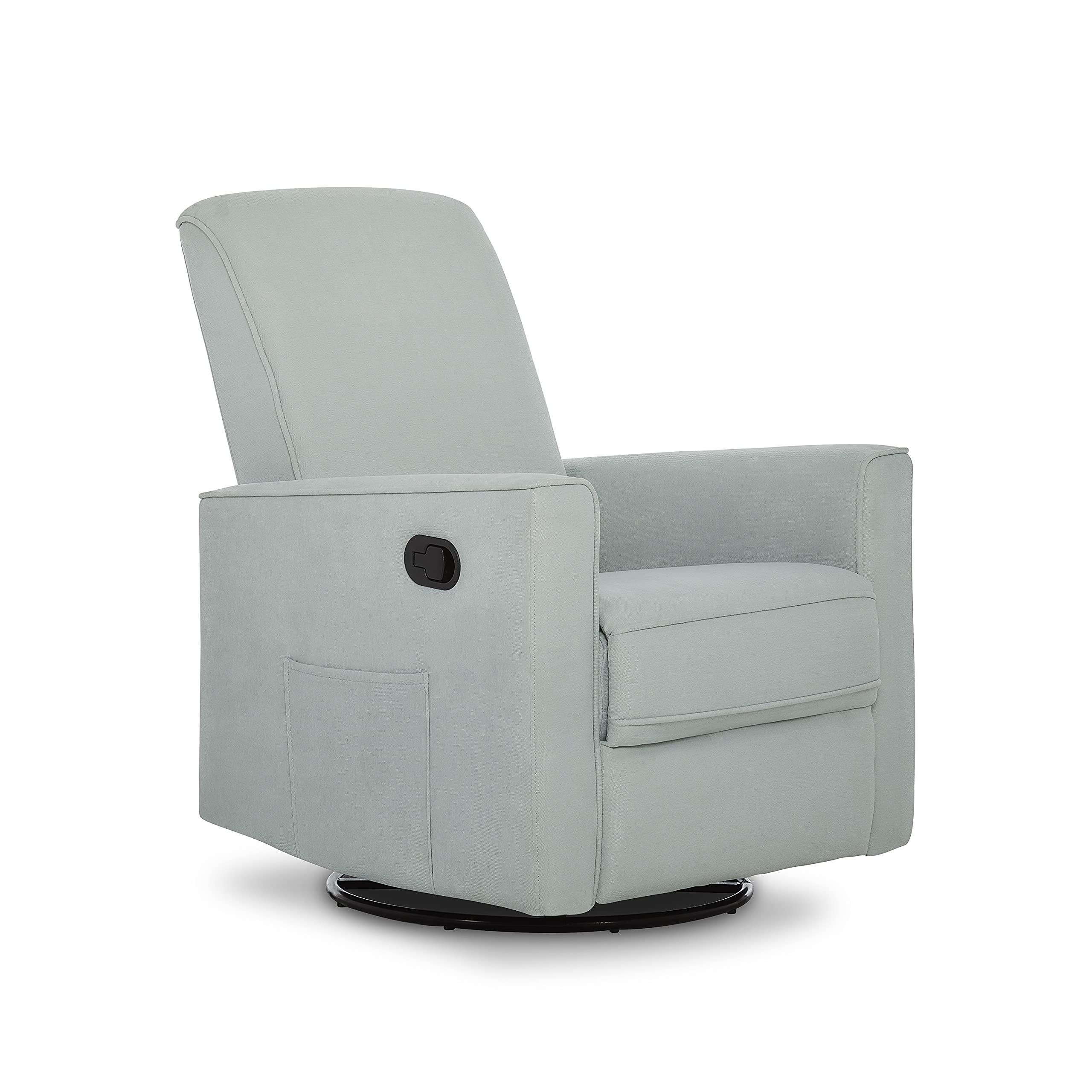 Evolur Raleigh Upholstered Plush Seating Glider Swivel, Rocker, Recliner, Glider for Nursery in Light Blue, Greenguard Gold Certified, Modern Nursery Recliner, Environmentally Conscious Glider