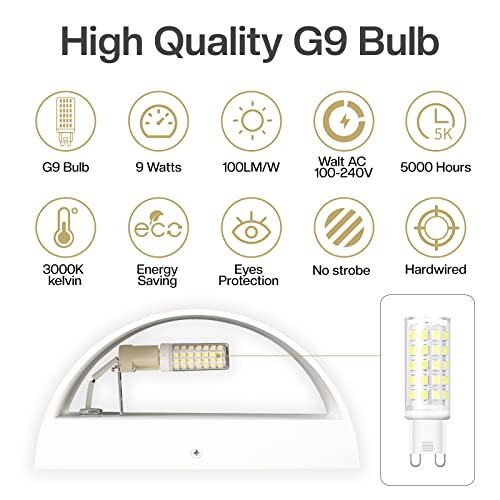 Aiilsmp White Modern LED Wall Sconces Hardwired Wall Sconces Indoor Up and Down Wall Mount Light for Living Room, Bedroom, Hallway Cool White 6000K(with G9 Bulbs)