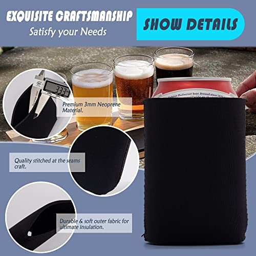 LUCKIPLUS Black Beer Can Coolers Neoprene Can Sleeves Collapsible Insulated Coolers Bulk 12 Packs, 25 Packs (50, Black)