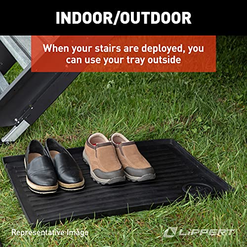 Lippert 801380 Solid Step Entry All-Weather Floor Tray for 5th Wheel RVs, Travel Trailers and Motorhomes, Black