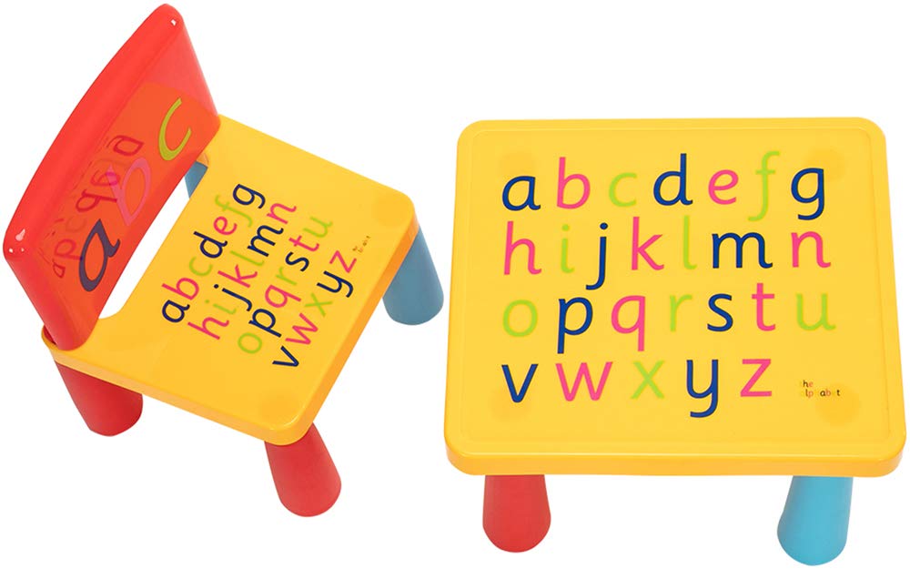Plastic Children Desk Table and Chair, One Table and One Chair, Reduced Version Mushroom Leg, (16 x 14 x 12) inches