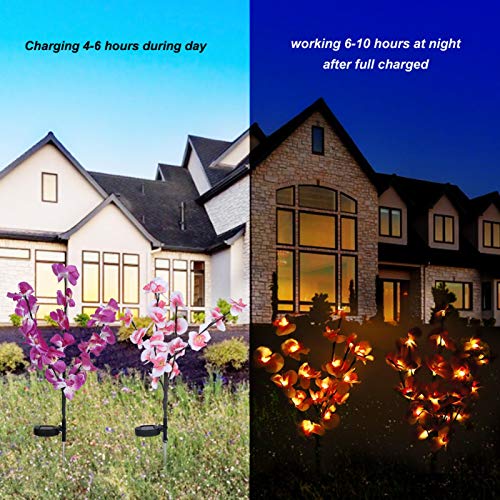 Asixxsix Solar Pathway Light, 2Pcs/Set Elegant LED Garden Light, Delicate for Wedding Festival Decor Outdoor Home Garden Courtyard Lawn Decoration