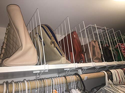 Cq acrylic Set of 8 Vertical Closet Wood Shelf Divider- Only Need to Slide to Adjust The Appropriate Distance - wire shelving Separators,White