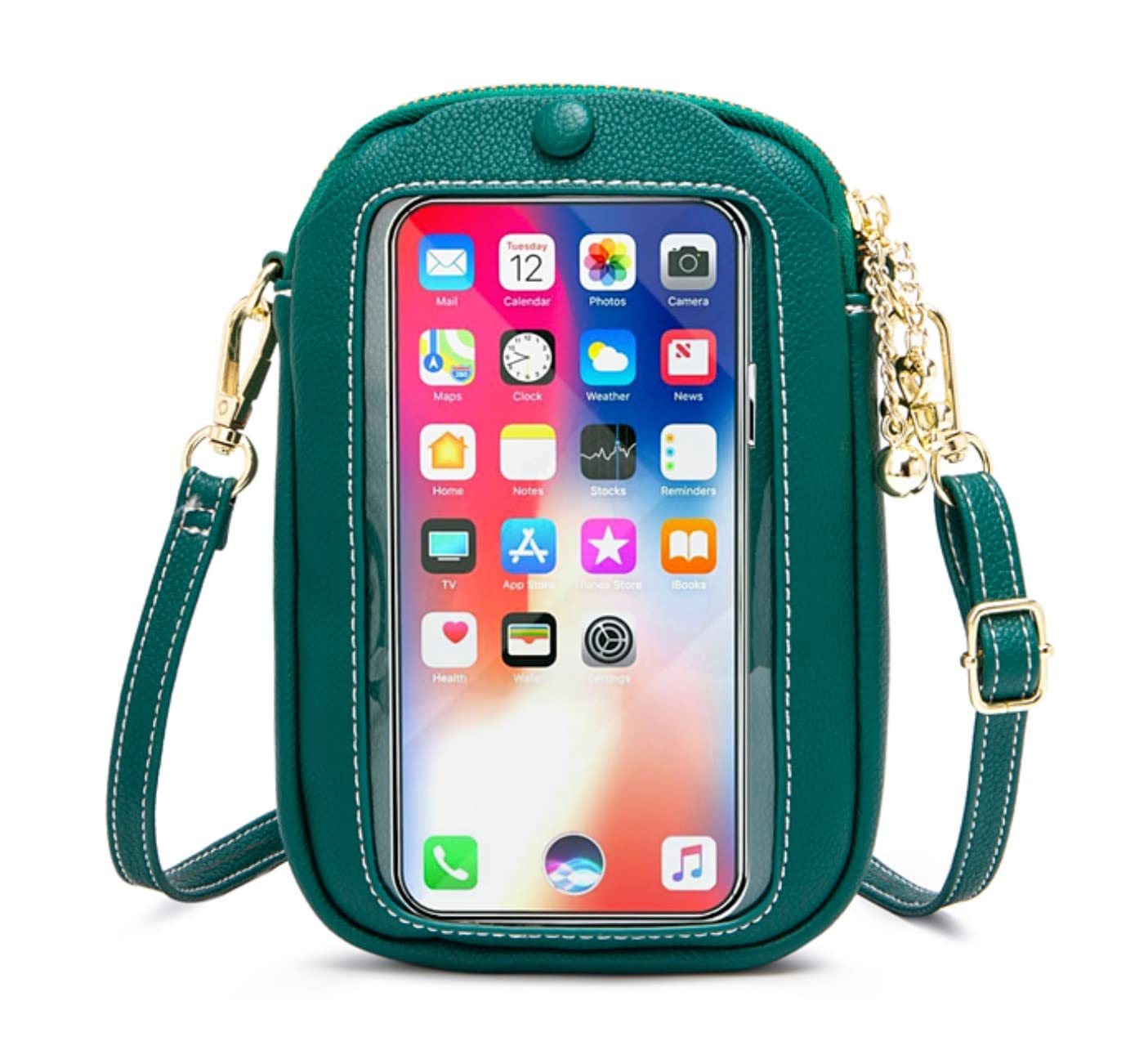 Aslana Touch Screen Phone Bag Vertical Small Crossbody Bag Handbag for Women (Black)