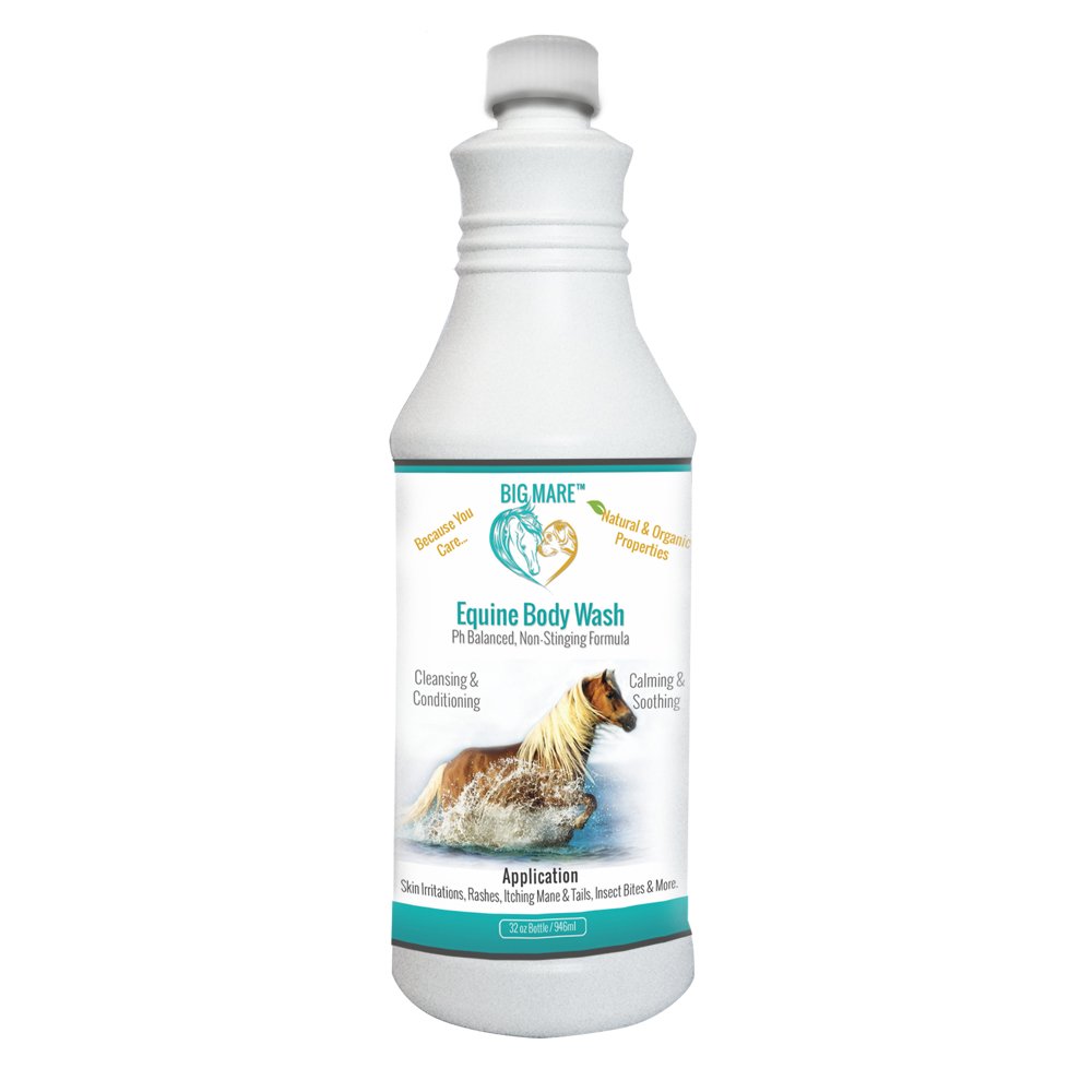 Big Mare Horse Medicated Body Wash | Clinically Proven Effective for Girth Itch, Scratches, Hives, Rain Rot, Dry, Irritated Skin & Hair Loss | Veterinary Approved & Recommended 32 oz Bottle