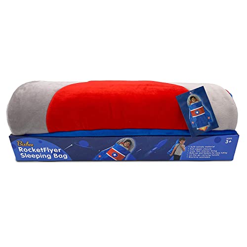 Bixbee Kids Sleeping Bag, Soft Sleepy Sack for Kids & Toddlers | Easy Roll Up Design for School, Daycare + Naptime, 60 x 22 Inches | Cozy Slumber Bag with Lining | Rocket Sleeping Bag for Boys + Girls