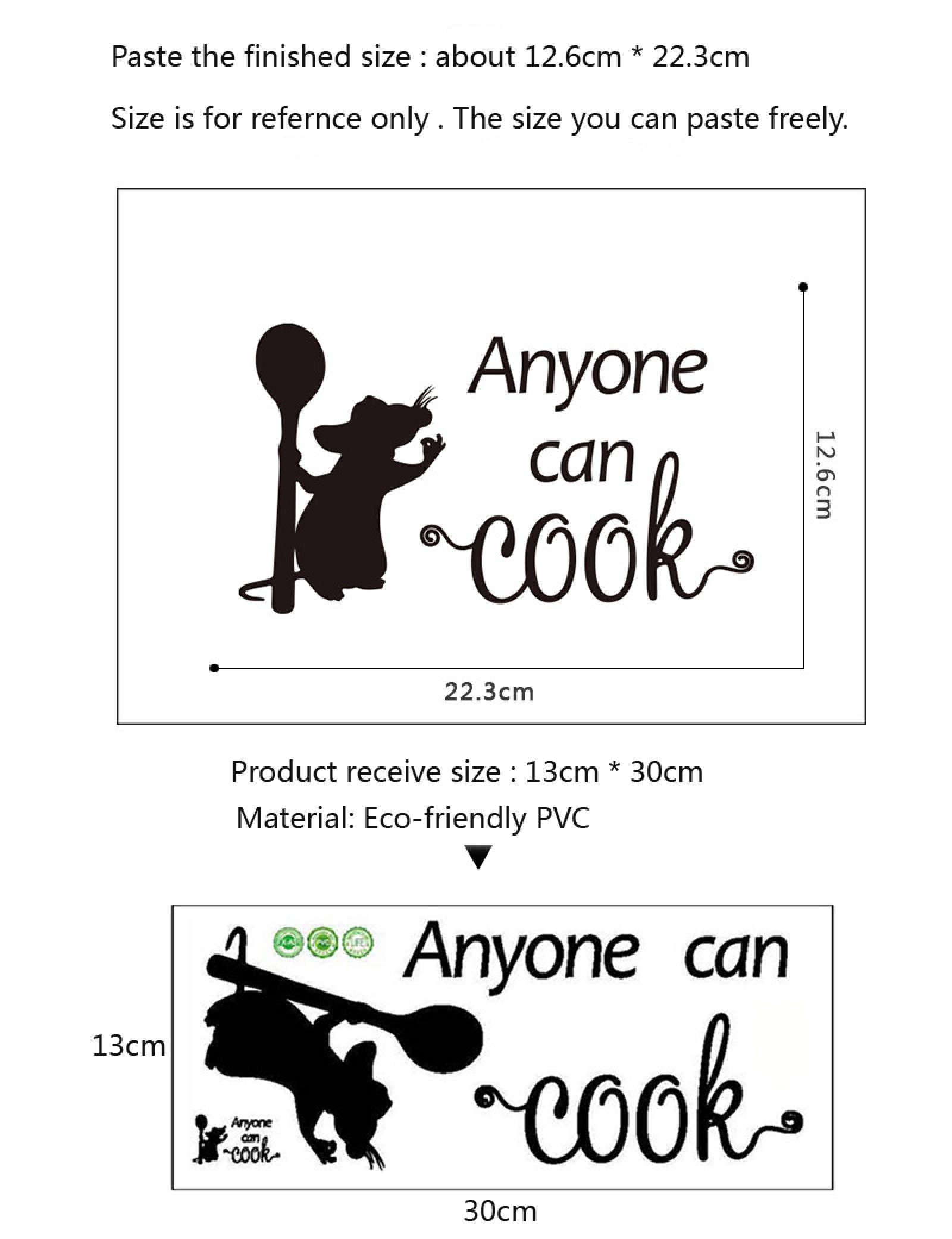Skyinbags Wall Sticker,Kitchen Mouse Anyone Can Cook Wallpaper Removable Art DIY Wall Decals Poster for Kids Room Home Bedroom Living Children Decor Wall Murals