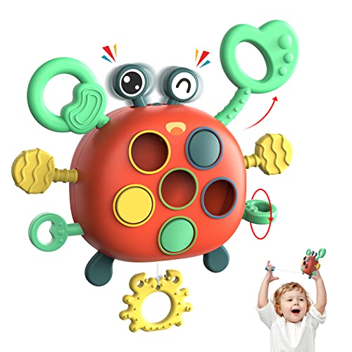 Baby Montessori Toys for 1 Year Old Boy, Toddler Travel Sensory Babies Education Silicone Pull String Activity Toys 6-12 Months, Fine Motor Skills Toys Birthday Gifts for 1 2 One Year Old Boy Girl
