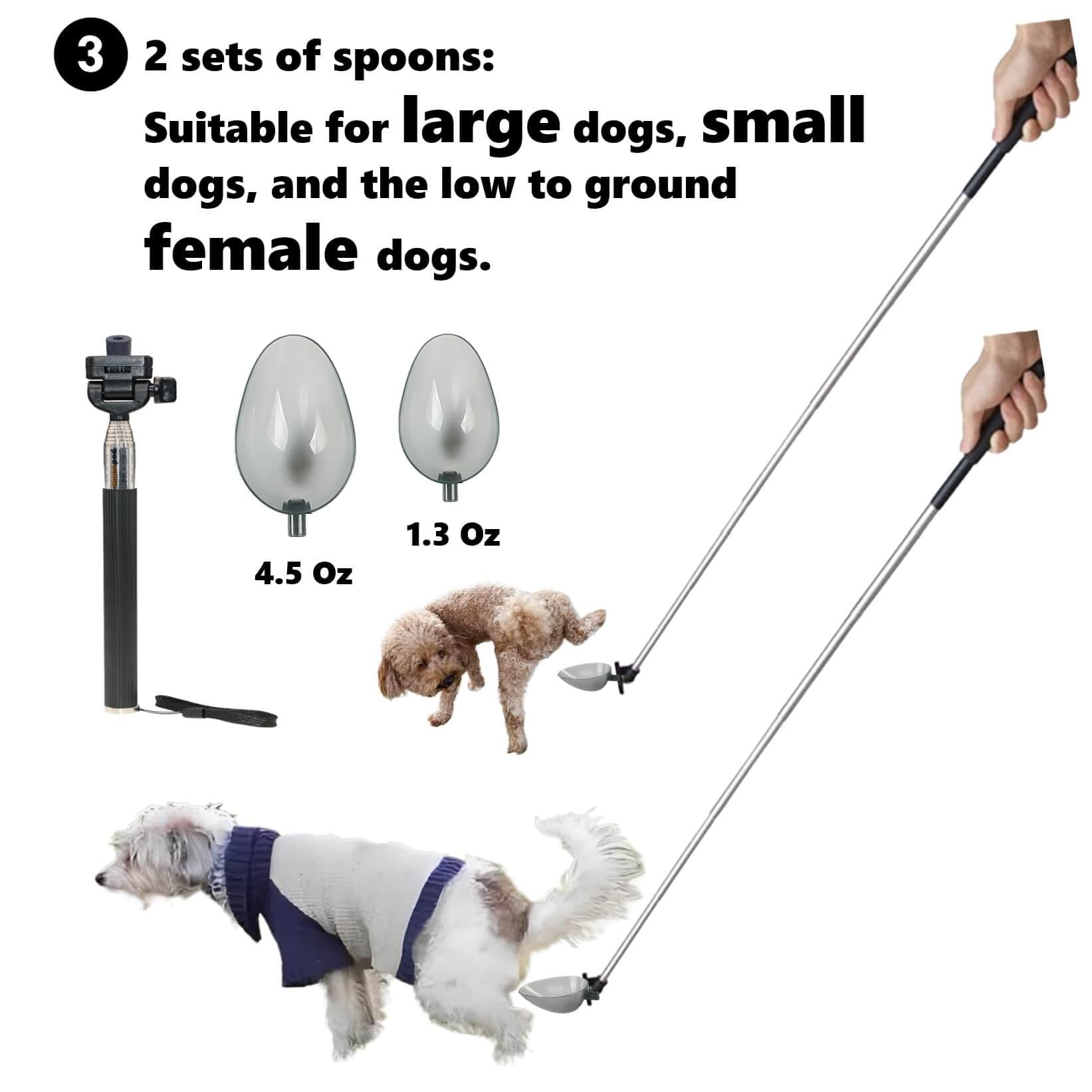iNenya Dog Urine Sample Catcher,Telescopic Dog Pee Sample Collector,Pet Urine Stick for Small Large Female Dogs (Grayspoon&4bottles)