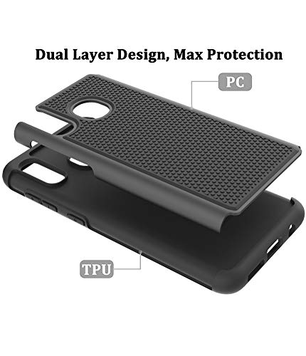 Dahkoiz for Samsung Galaxy A20/A30 Case with Tempered Glass Screen Protector, Dual Layer Drop Protection Cover Protective Phone Case for Samsung Galaxy A20/A30, Black