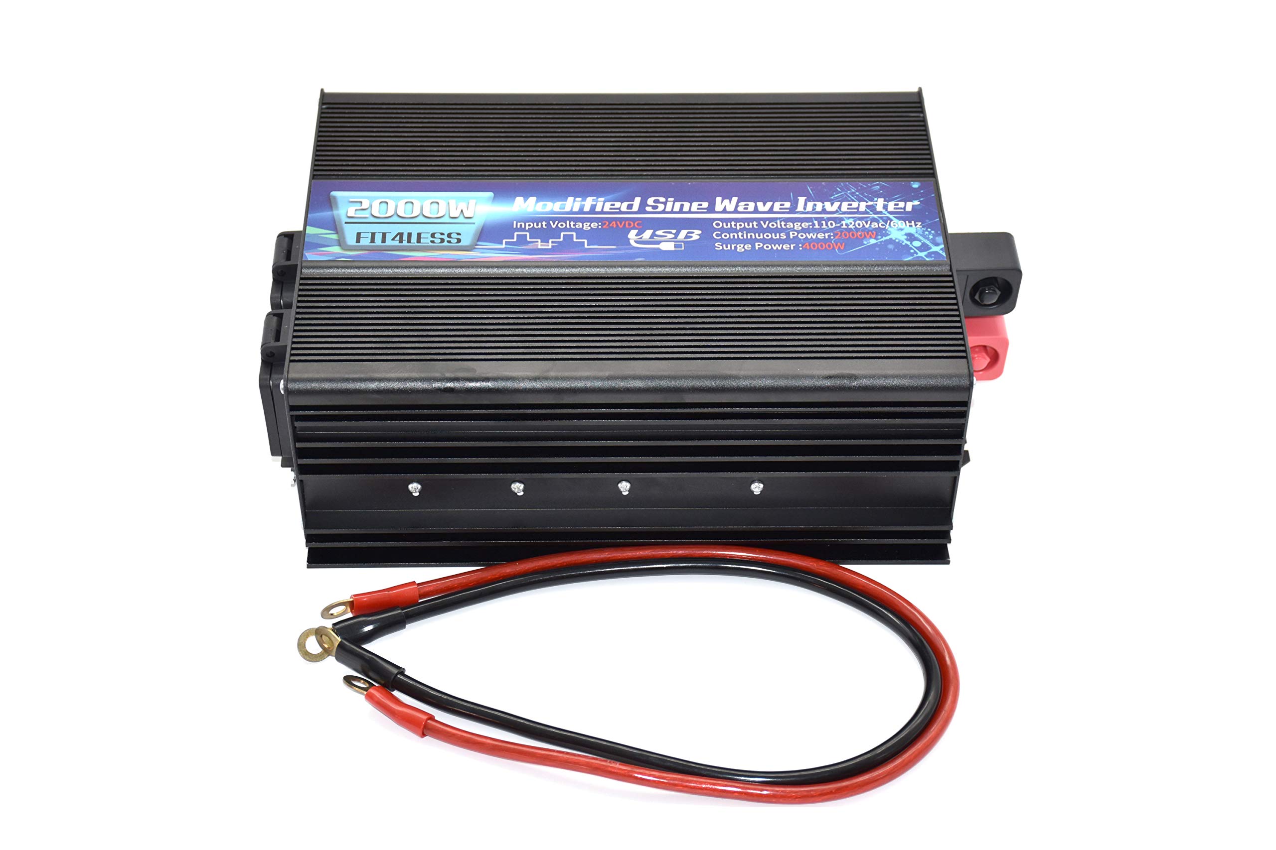 2000W Power Inverter DC 12V or DC24V to AC 110V 60Hz, with Dual Output sockets and USB 5V 2000mA Output. Modified sine Wave (24V)