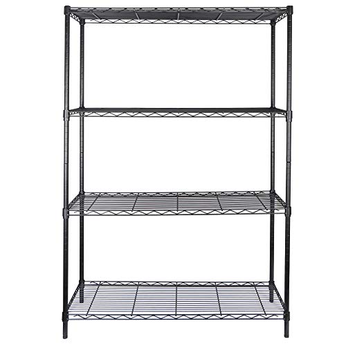 SUPER DEAL Black 4-Shelf Heavy Duty Storage Wire Shelving Unit for Restaurant Garage Pantry Kitchen Garage Rack (36L x 14W x 54H)