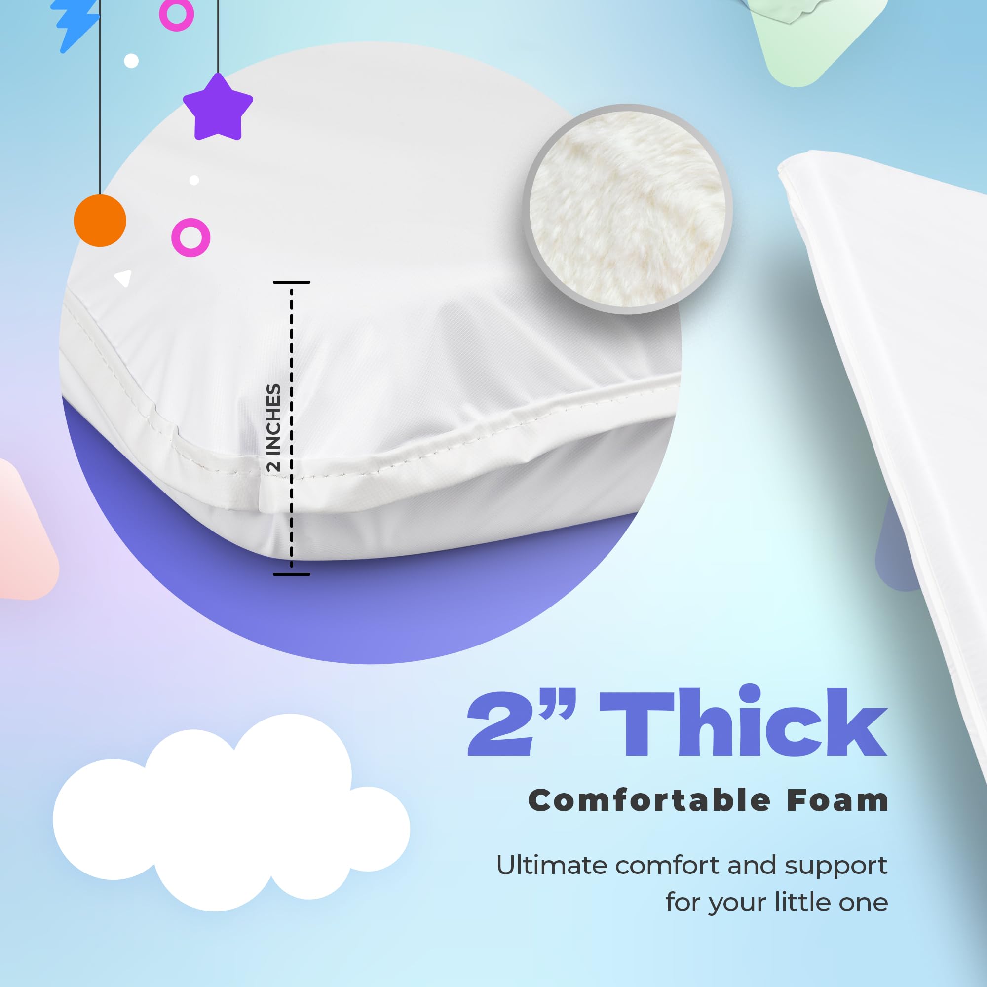 Custom Size 2" Thick Baby Mattress with Fitted Sheet - Waterproof Crib Mattress with Custom Size & Color Fitted Crib Sheet for Bassinet & Cradle