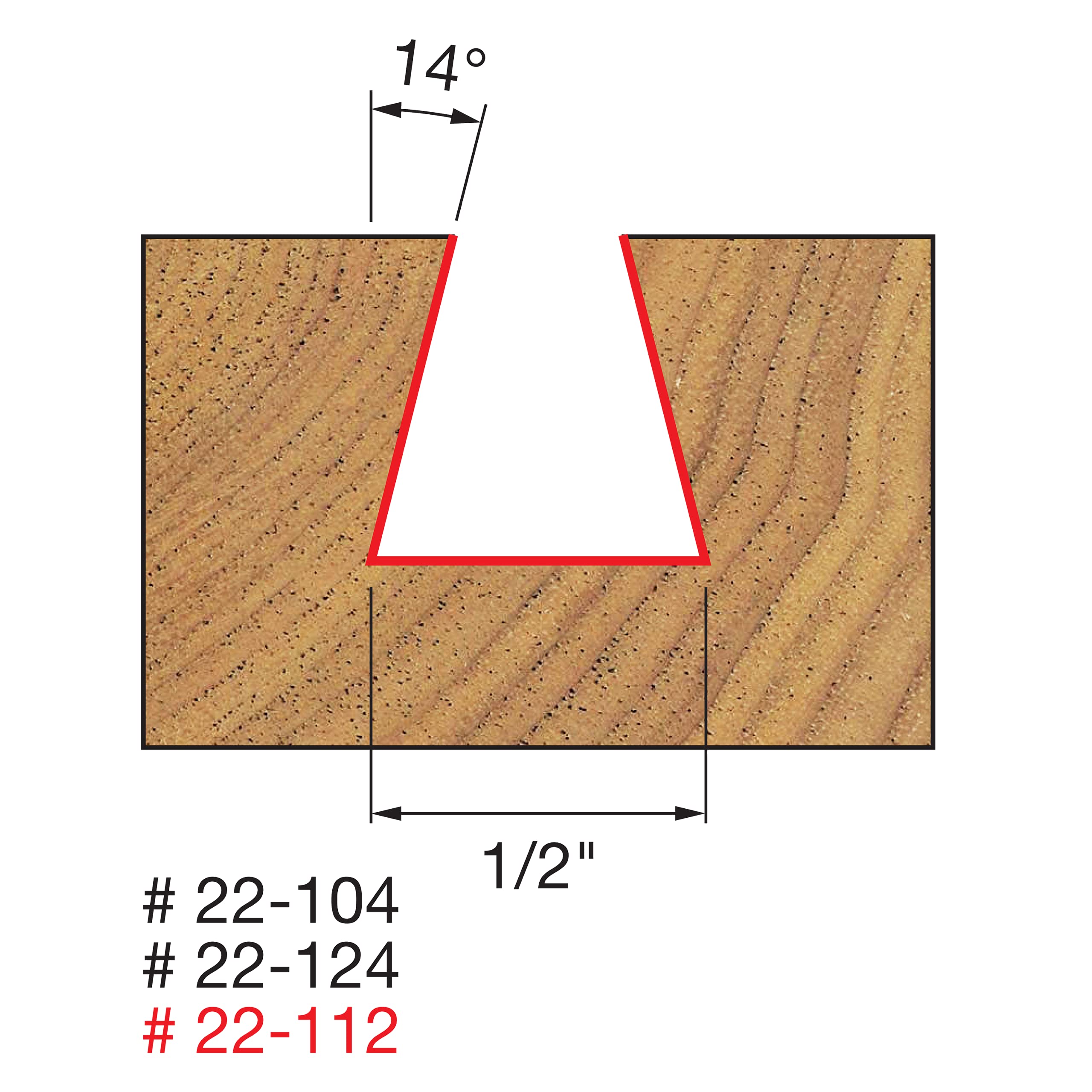 Freud 1/2" (dia.) Dovetail Bit with 1/4" shank, 1-7/8" overall length (22-104)