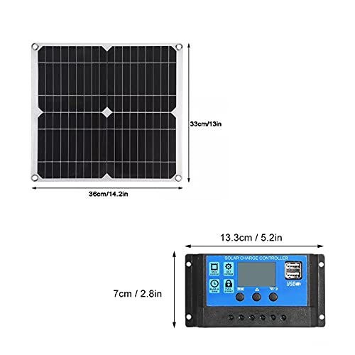 2Pcs 20V 25W Flexible Solar Panel Module with 20A Solar Controller Cable Battery Clip - Solar Power Parts for Efficient Solar Charging and Control