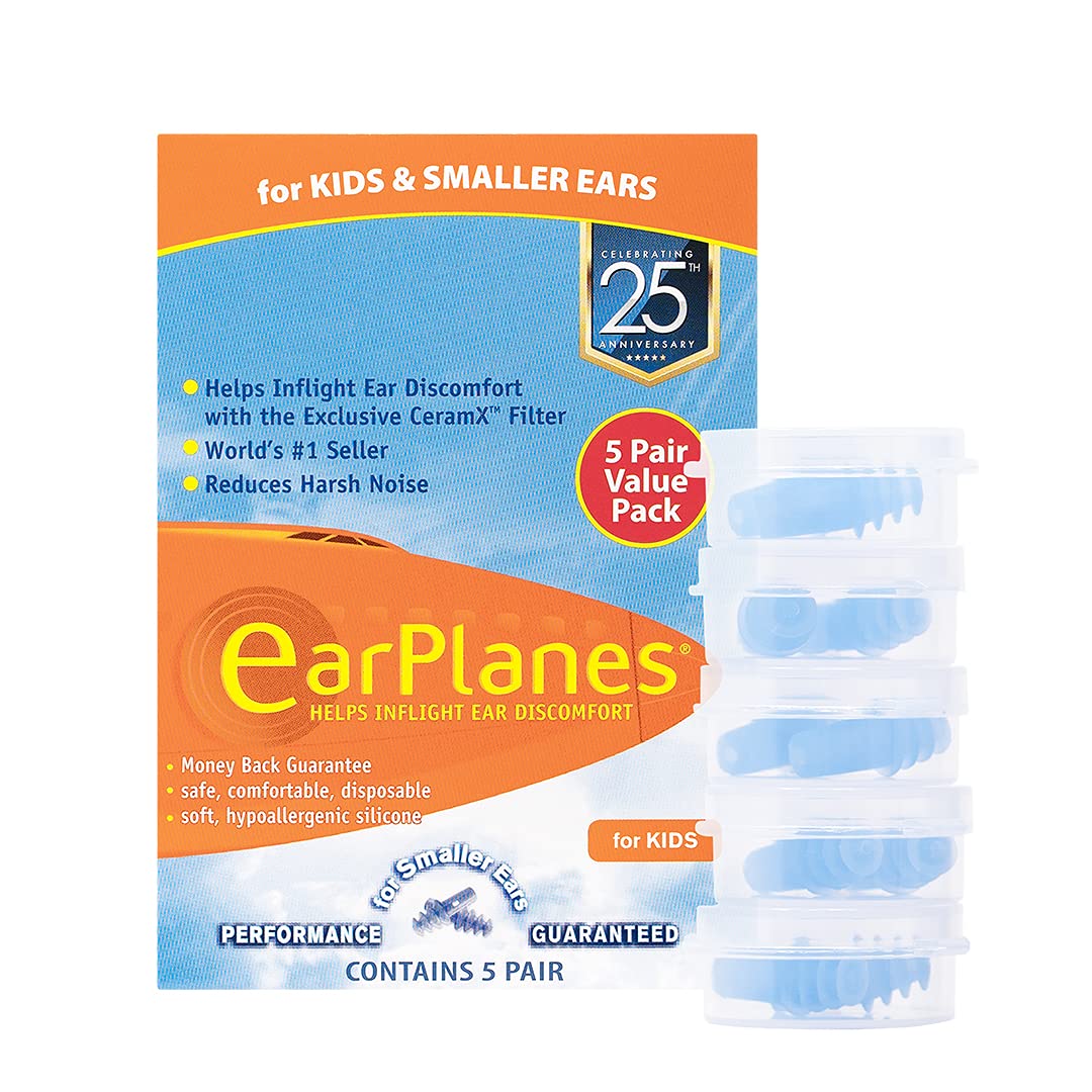 EarPlanes Ear Plugs Kid's Small Size 1 Pair (Pack of 5)