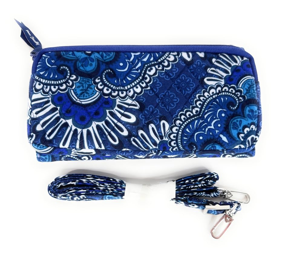 Vera Bradley RFID Wallet Crossbidy Blue Tapestry Quilted Cotton
