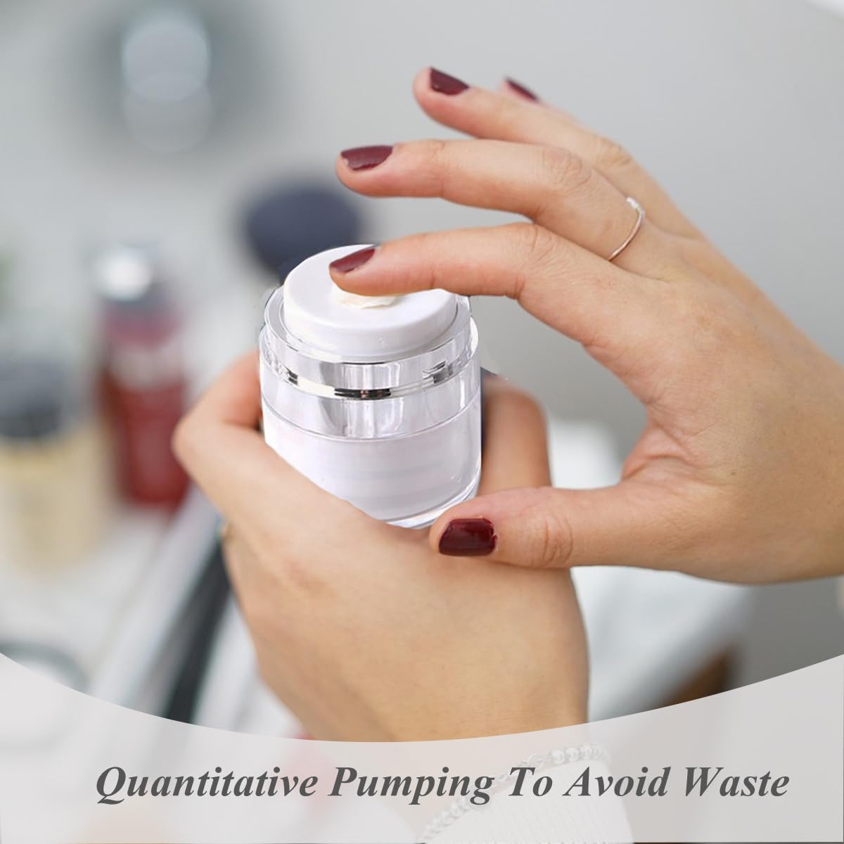 2Pcs Airless Pump Jar,Portable Lotion Dispenser,Empty Refillable Travel Face Cream Lotion Container Pot for Lotions, Creams, Serums,Eye Cream,30/50ml (30ml, White)