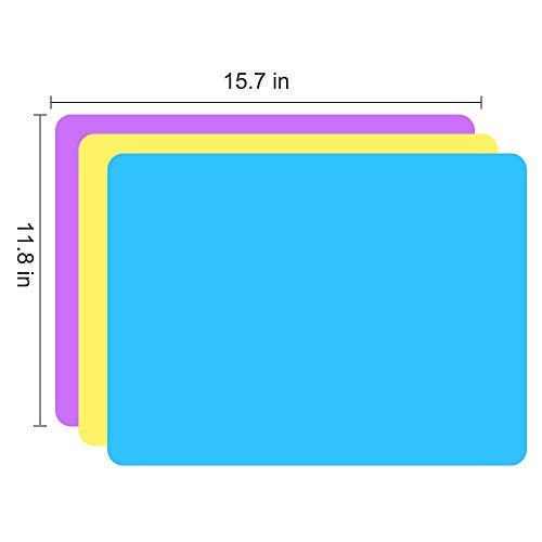3 Pack Silicone mat Large Silicone Sheets for Crafts, Liquid, Resin Jewelry Casting Molds Mat, Silicone Placemat 15.7β x 11.8β (Blue& Purple & Yellow)