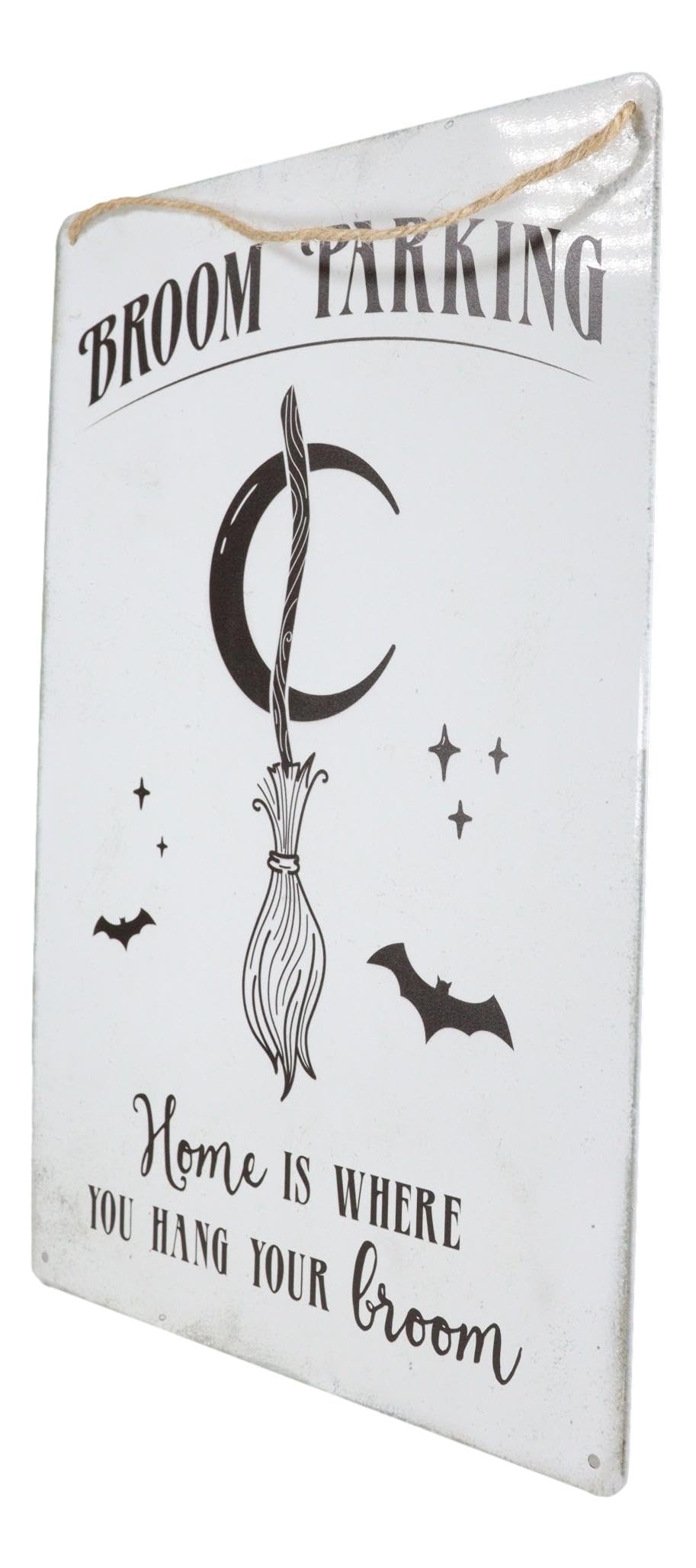 Ebros Gift Halloween Witchcraft Wicca Occult Witch Broom Parking Home Is Where You Hang Your Broom Bats Stars And Crescent Moon Wall Hanging Sign Plaque Kitchen Home Decorative Signs