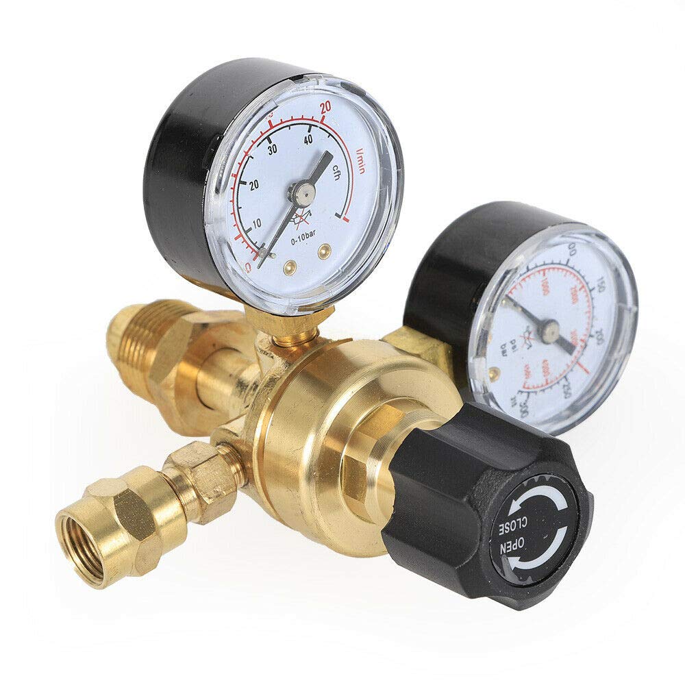 Argon CO2 Flow Meter Regulator Gauge, Gas CGA580 Welding Welder, Tig MIG Welding Accessory Regulator Gauge, Pressure Control Fitting ARG/CO2 Gauge Miller Mig Tig, Brass Regulator Body (without Hose)