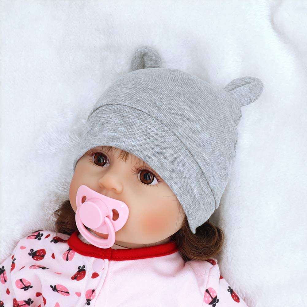 Exemaba Newborn Hats - Cute Infant Girls Boys Bear Ears Hospital Cap Unisex Baby Accessories for 0-3 Months(Black&White&Grey)