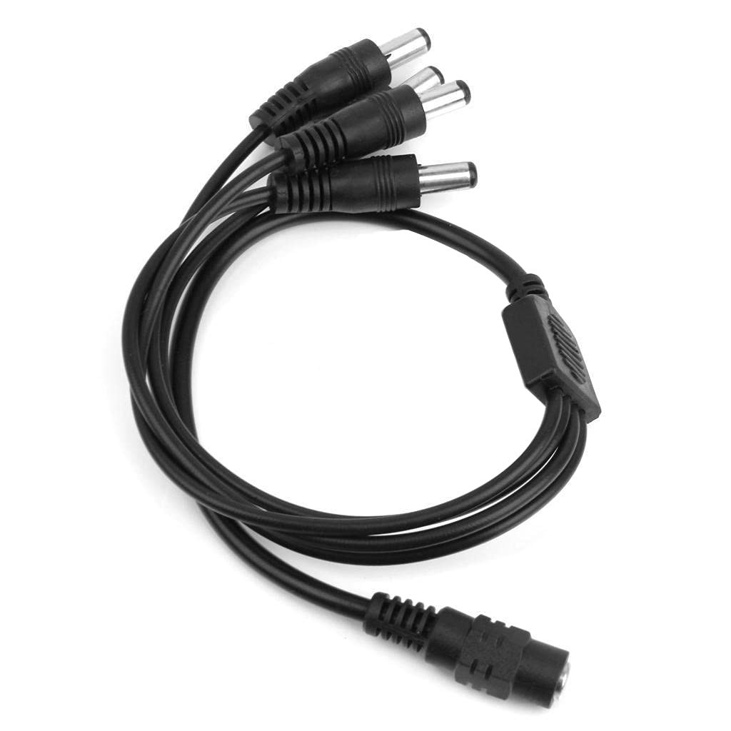 exgoofit 3-Pack DC 1 Female to 4 Male Way Output Power Splitter Cable Y Adapter for CCTV Security Cameras and LED Strip Lights