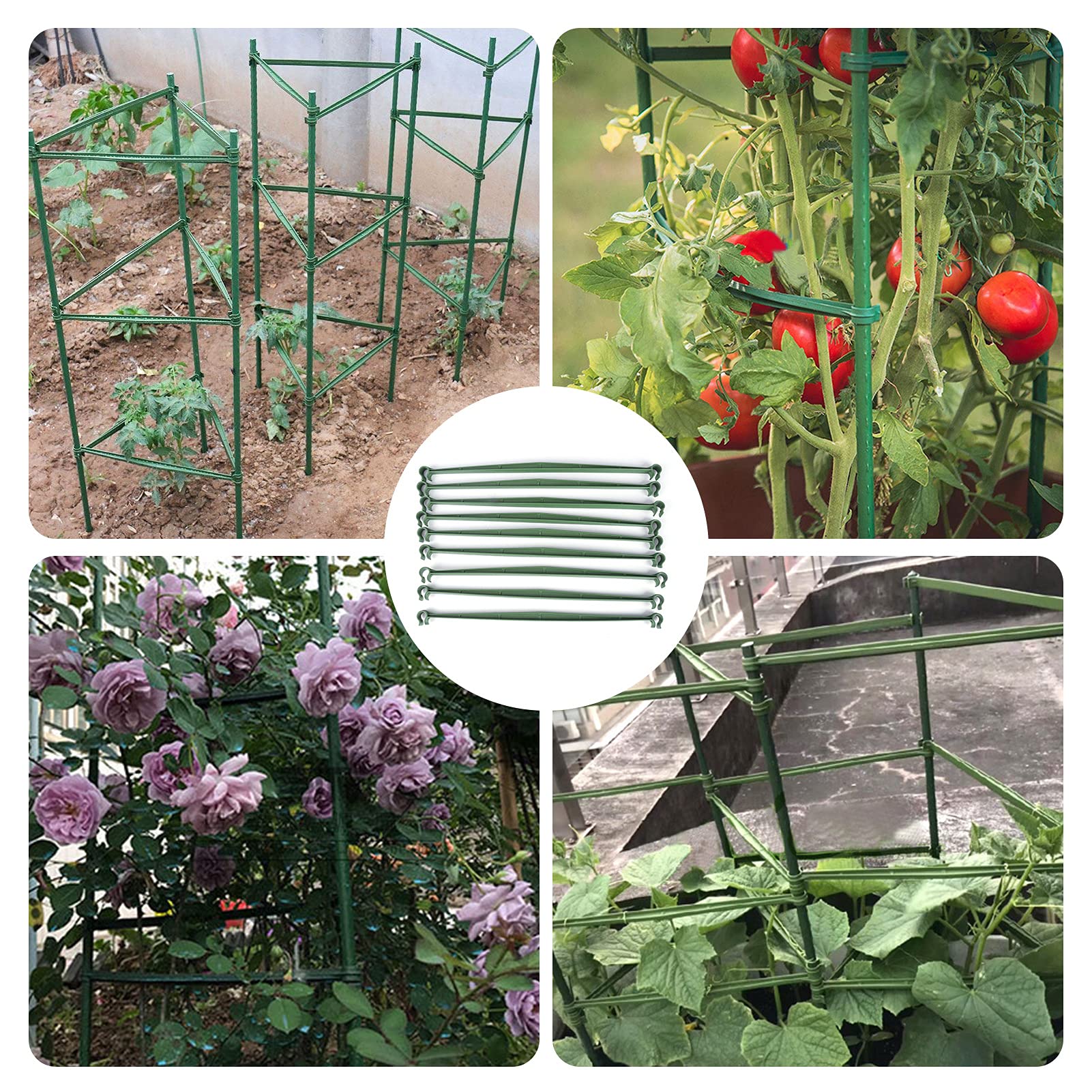 30PCS Stake Arms for Tomato Cage,Expandable Trellis Connectors-11.8" with 2 Buckles for Tomato Cage Attach 11mm Diameter Plant Stakes
