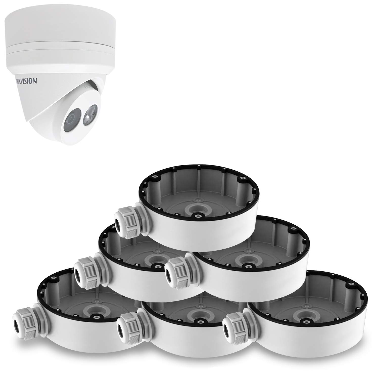 White Junction Box/Mounting Base for Hikvision Turret Camera DS-2CD23x2 CB130T DS-1280ZJ-DM8 (6 Pack)