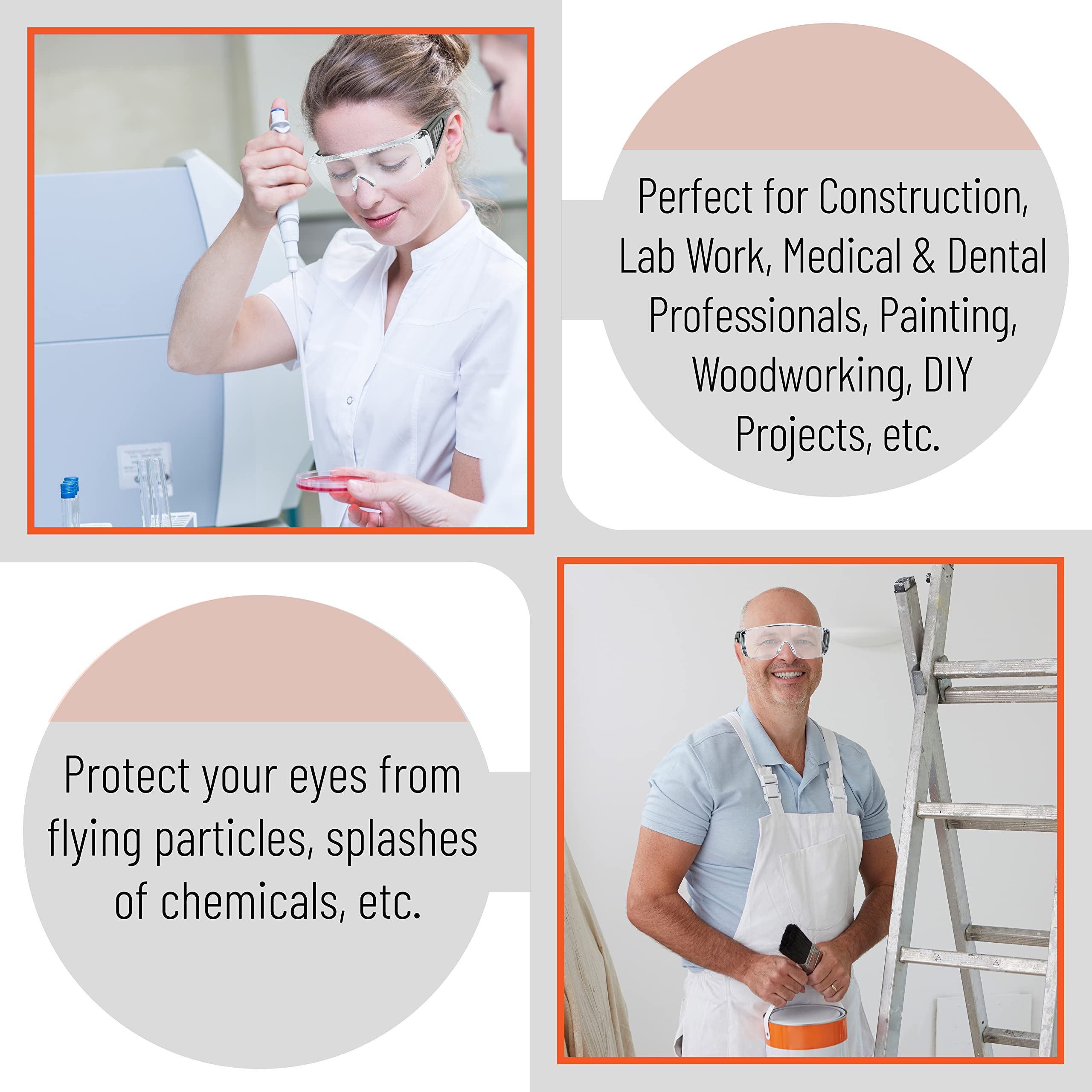 UNCO- Safety Goggles Over Glasses, Protective Goggles, Safety Goggles Anti Fog, Work, Safety Glasses Over