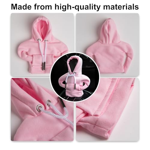 2Pcs Car Shift Knob Hoodie,Gear Shift Hoodie,Funny Sweater Hoodie for Gearshift,Automotive Interior Accessories(Red and Gray)