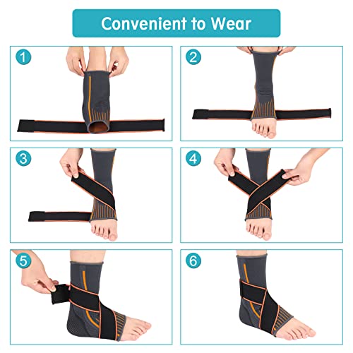 Ankle Support Brace, Breathable Plantar Fasciitis Sock with Arch Support Compression Ankle Brace Sleeve Elastic Foot Strap Guard Foot Brace for Sprained Ankle, Heel Pain Sports(Men's One Size (L))