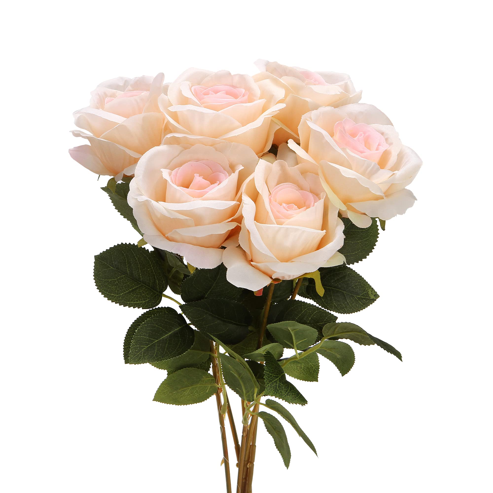 Folora 6 PCs Lifelike Artificial Rose Flowers with Stem, Flower Arrangement DIY Decoration Bouquet for Wedding Home Garden Centerpieces Party Decoration, 15.7 Inches