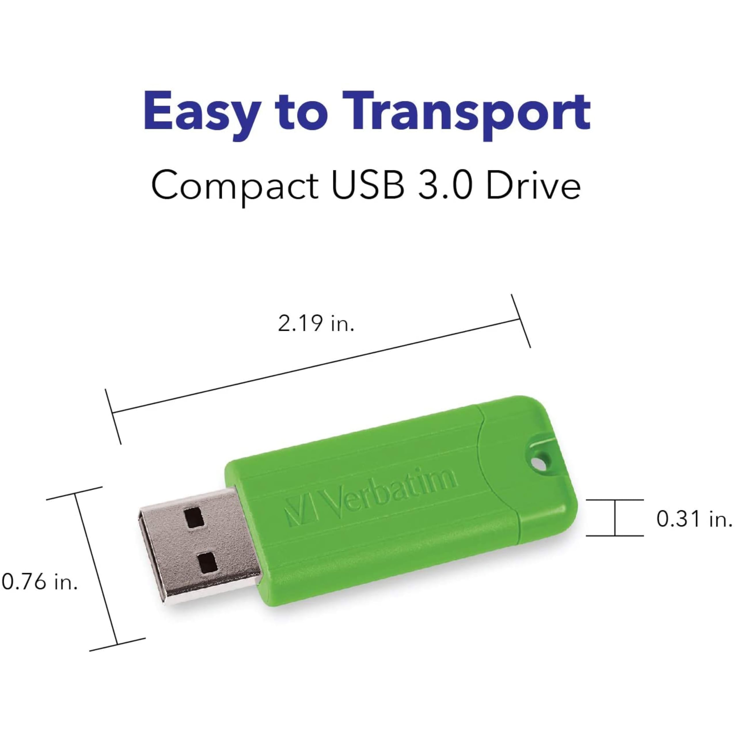 Verbatim 32GB Pinstripe USB 3.2 Gen 1 Flash Drive Retractable Thumb Drive - 5 Pack - Multicolor (Green, Blue, Red, Purple, Cyan)