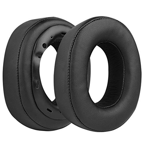 Geekria QuickFit Protein Leather Replacement Ear Pads for Sony MDR-HW700, MDR-HW700DS Wireless Headphones, Replacement Ear Cushion/Ear Cups/Ear Cover, Headset Earpads Repair Parts (Black)