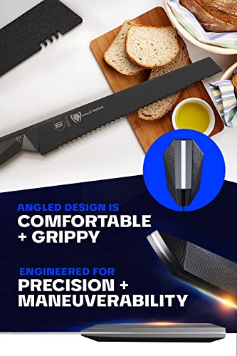 Dalstrong Serrated Bread Knife - 9 inch - Shadow Black Series - Black Titanium Nitride Coated - High Carbon - 7CR17MOV-X Vacuum Treated Steel - Bread Slicer Cutter - Slicing - Sheath - NSF Certified