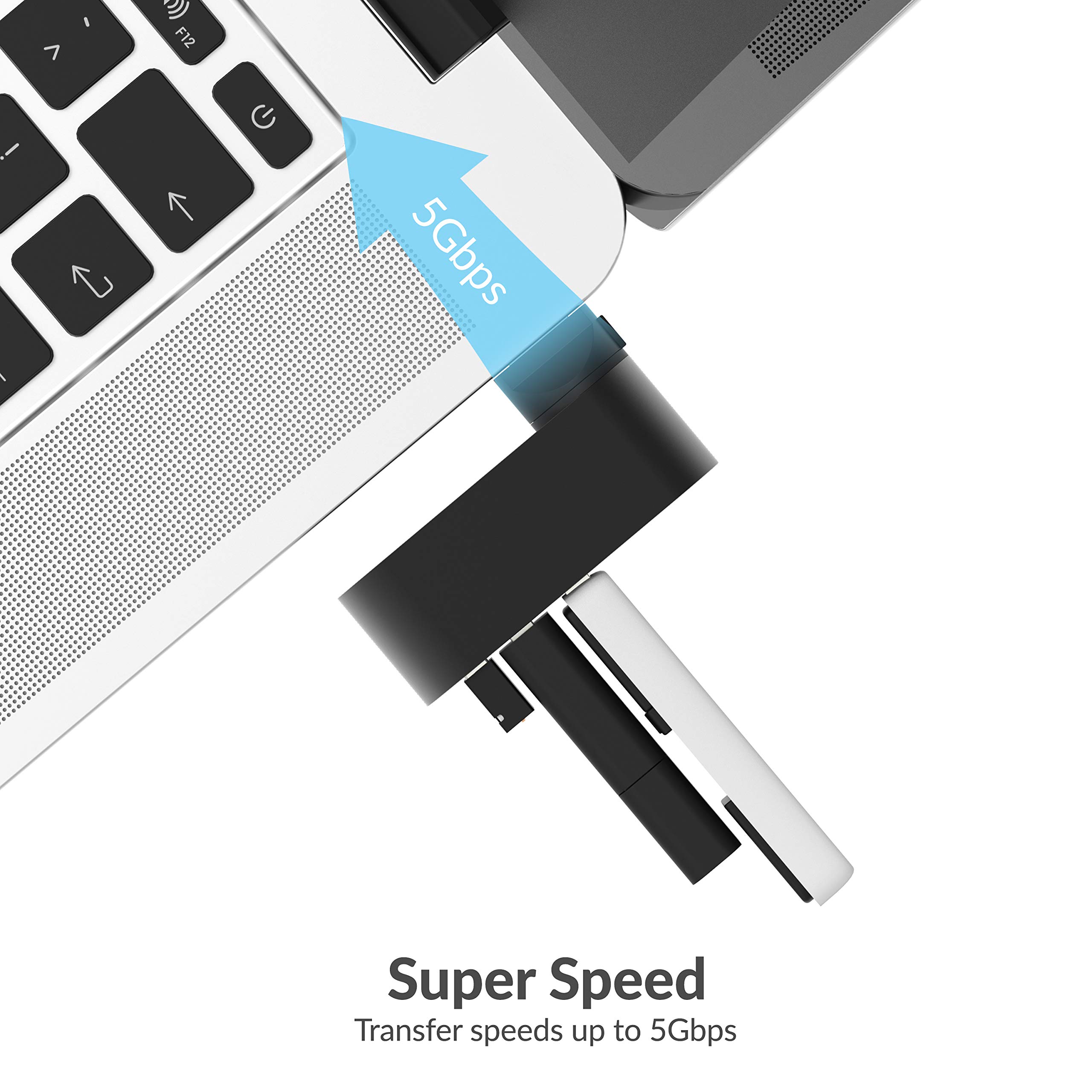 SABRENT Premium 3 Port Aluminum Mini USB 3.0 Hub [90°/180° Degree Rotatable] (HB-R3MB)