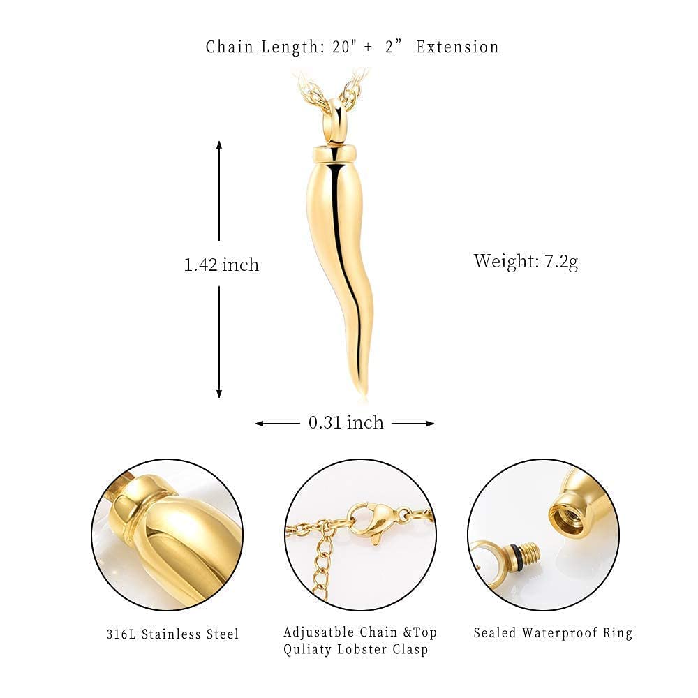 2PCS Cremation Jewelry Heart Horn Urn Necklaces for Ashes for Women Men