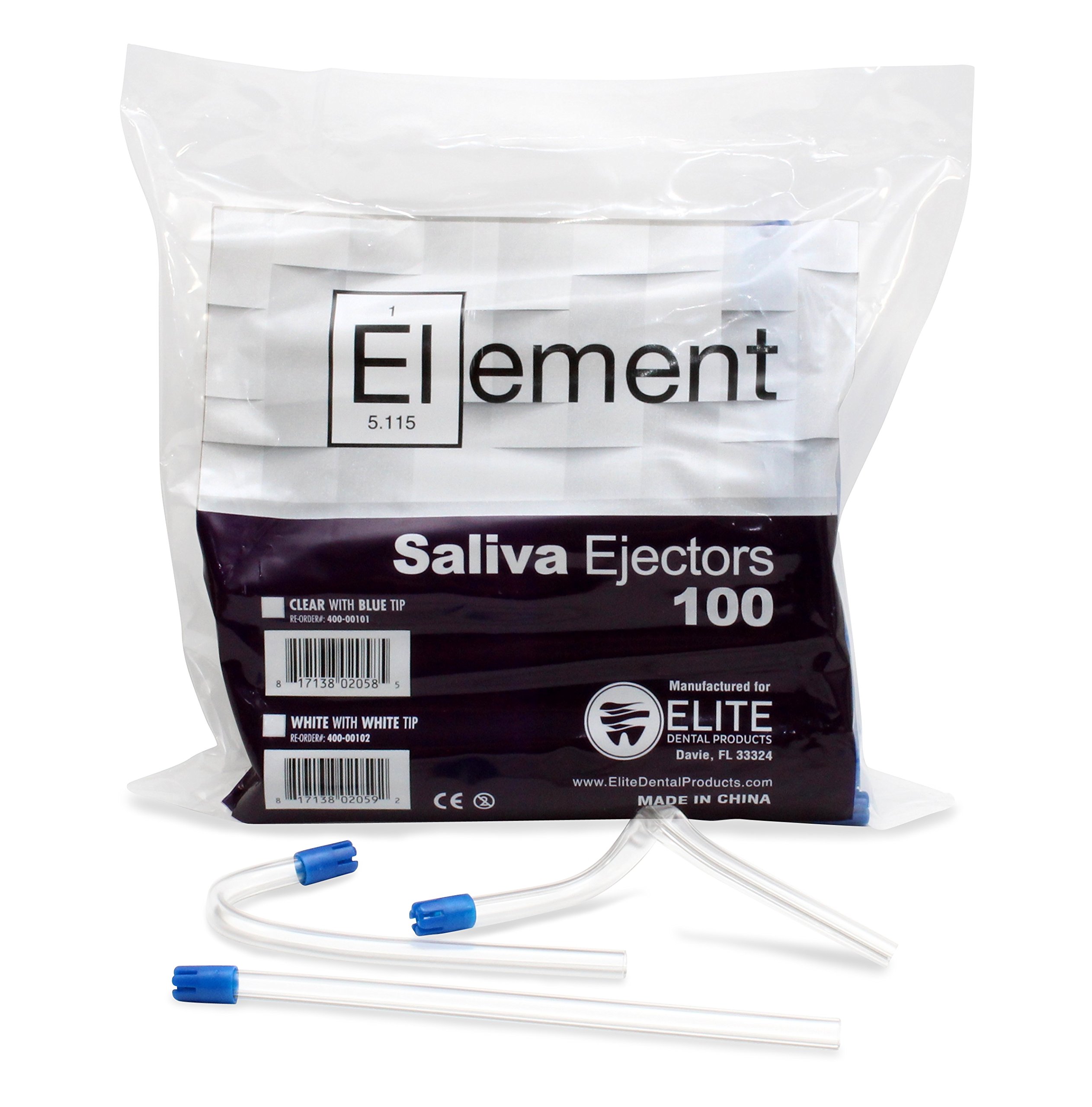 Bendable Disposable Dental Saliva Ejector with Colored Tips – 6” (Pack of 100, Blue Tip)