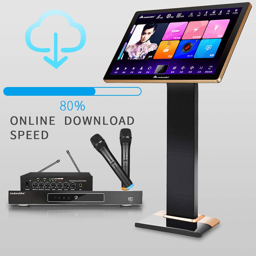 2021 KV-503 Pro Karaoke Player 4T, with 2 top Grade Wireless Mic, 21.5'' Capacitive Touch Screen Intelligent Voice Keying Machine Real-time Score The Latest Style (KV-503 Pro+4TB +21.5")